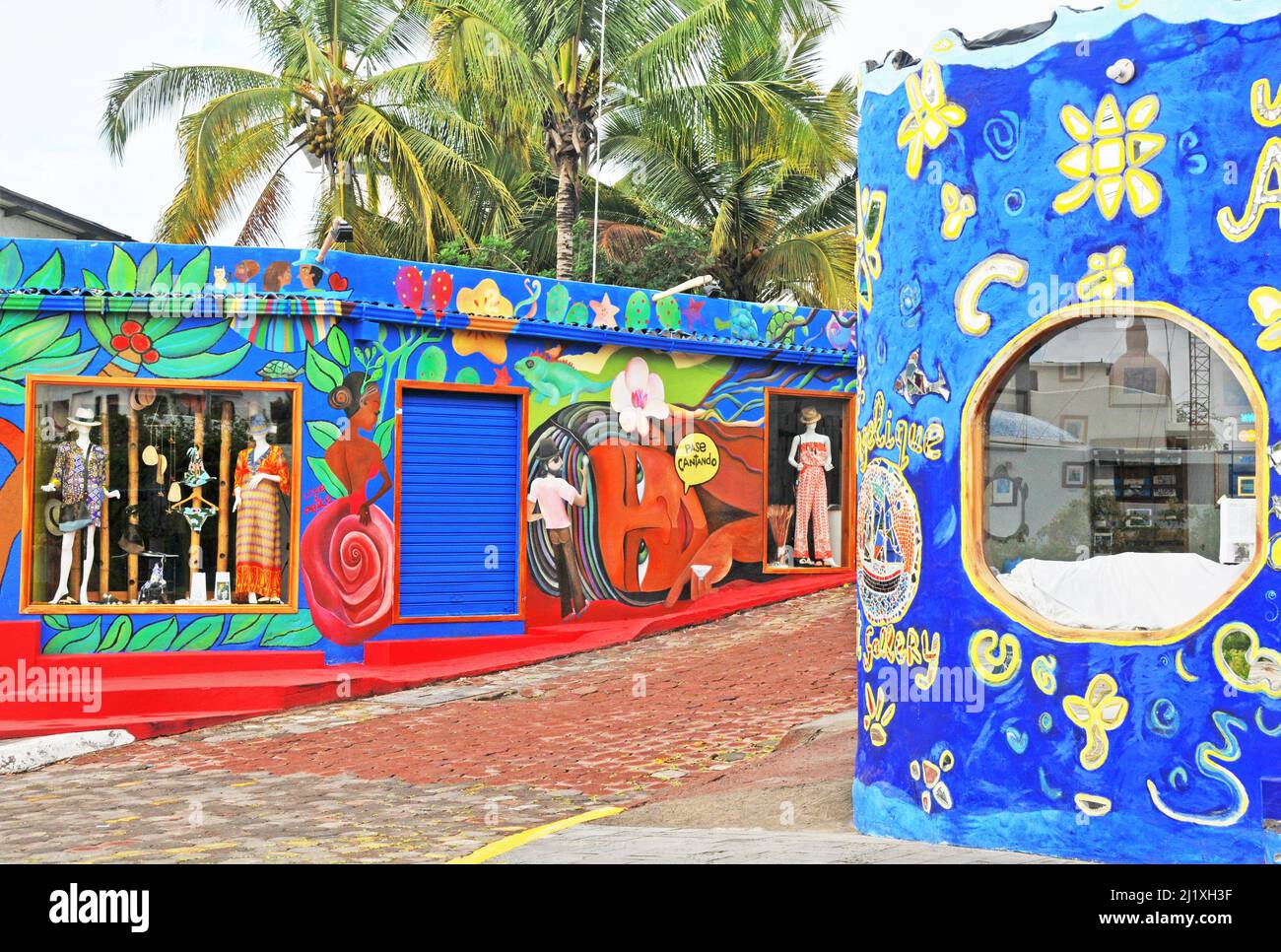 shops on main street, Puerto Ayora, Santa Cruz island, Galapagos ...