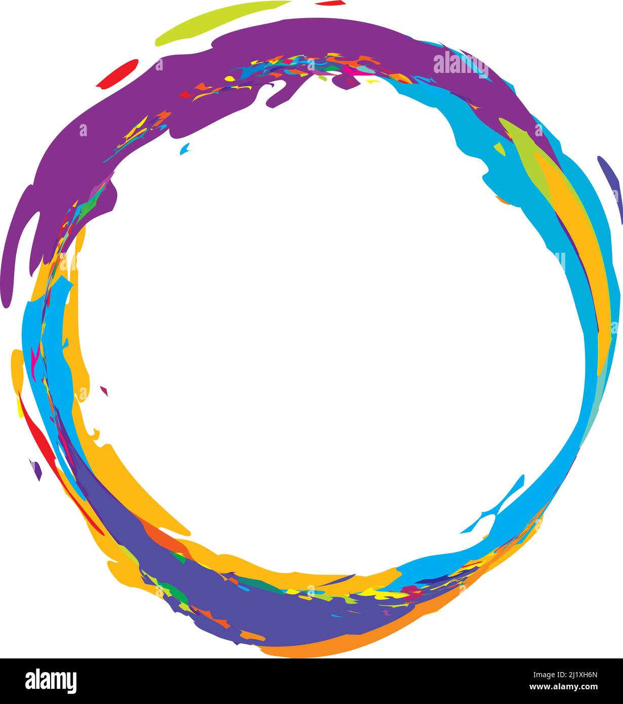 Paintbrush, brushstroke grungy, grunge texture circle. Smeared, smudged ...