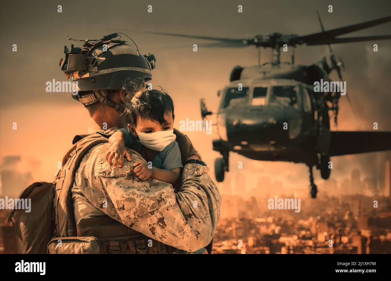 Soldier helping boy hi-res stock photography and images - Alamy