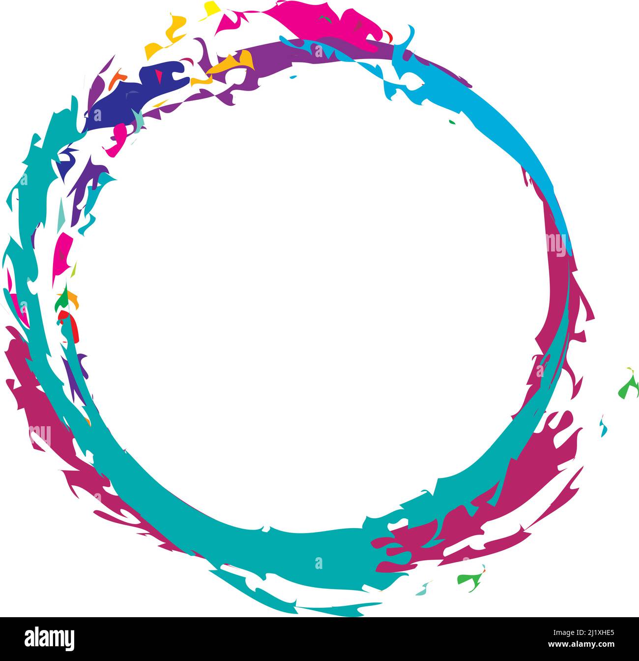 Paintbrush, brushstroke grungy, grunge texture circle. Smeared, smudged ...