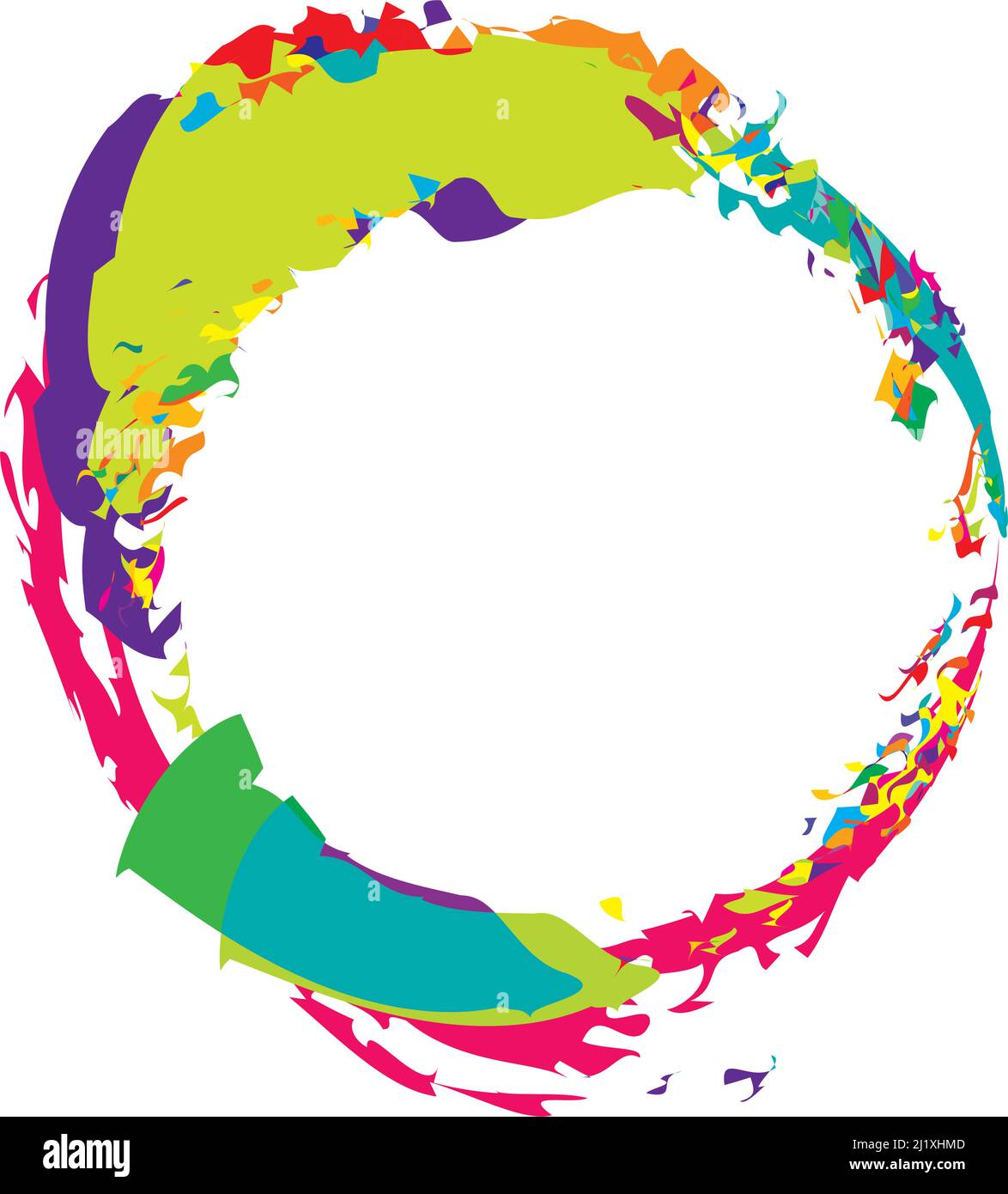 Paintbrush, brushstroke grungy, grunge texture circle. Smeared, smudged ...