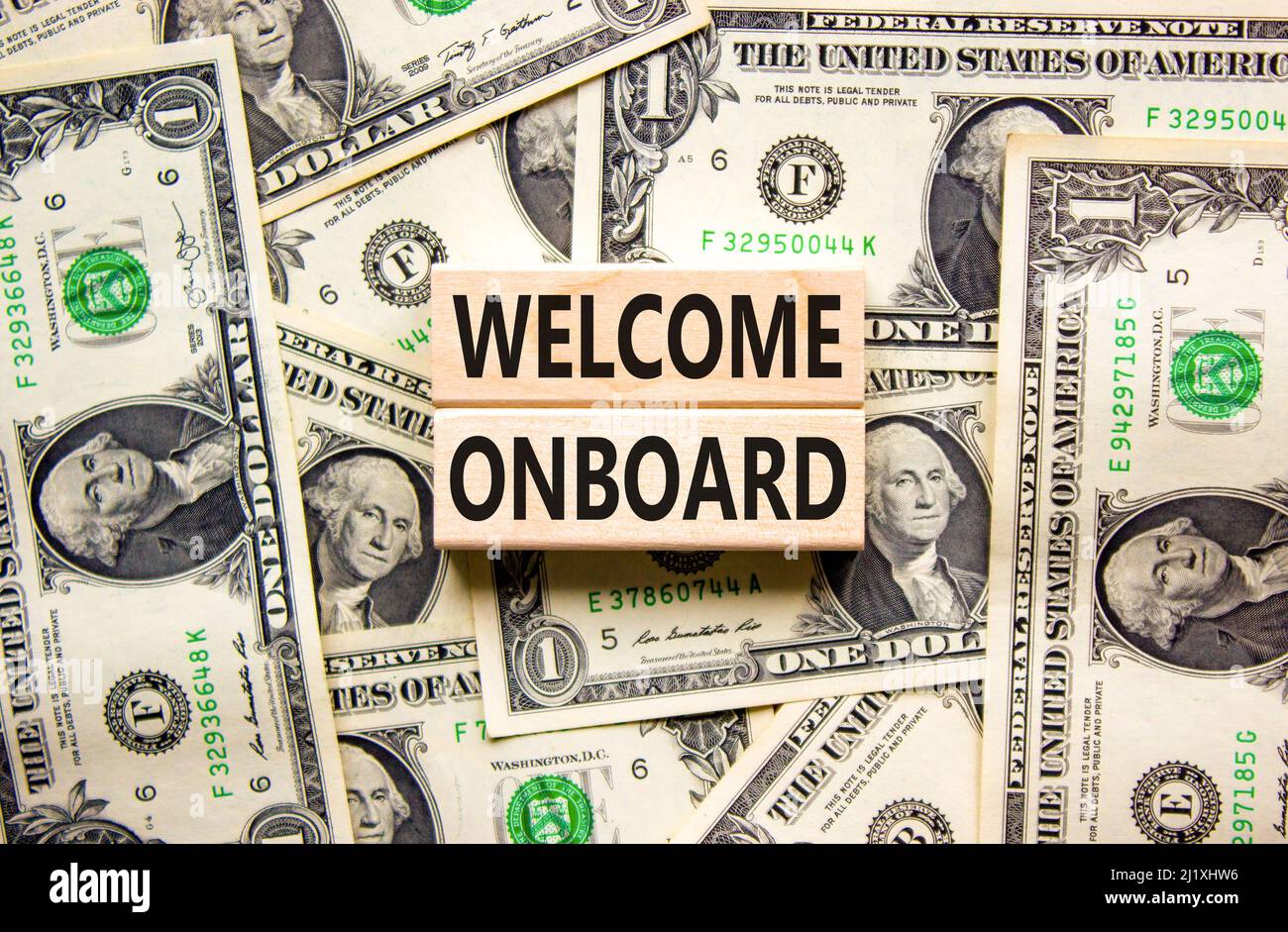 Welcome onboard symbol. Concept words Welcome onboard on wooden blocks ...