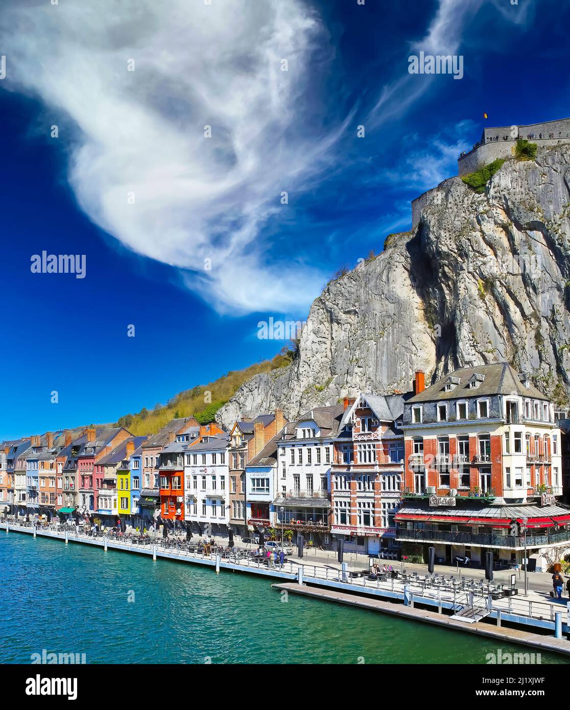 Dinant, Belgium - March 9. 2022: View on riverside promenade colorful ...