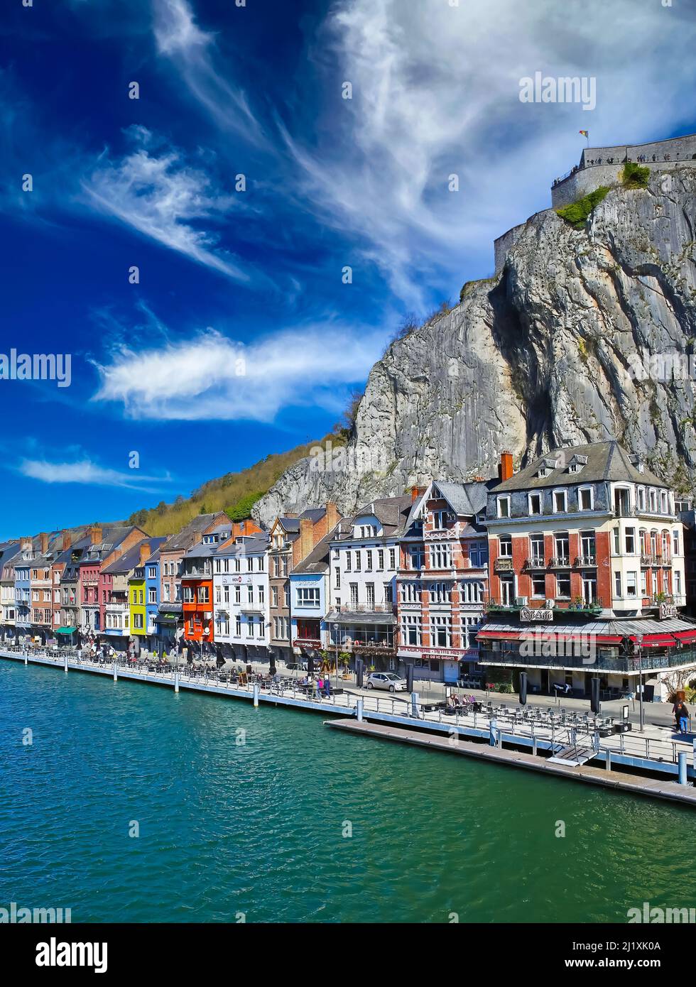Dinant, Belgium - March 9. 2022: View on riverside promenade colorful ...