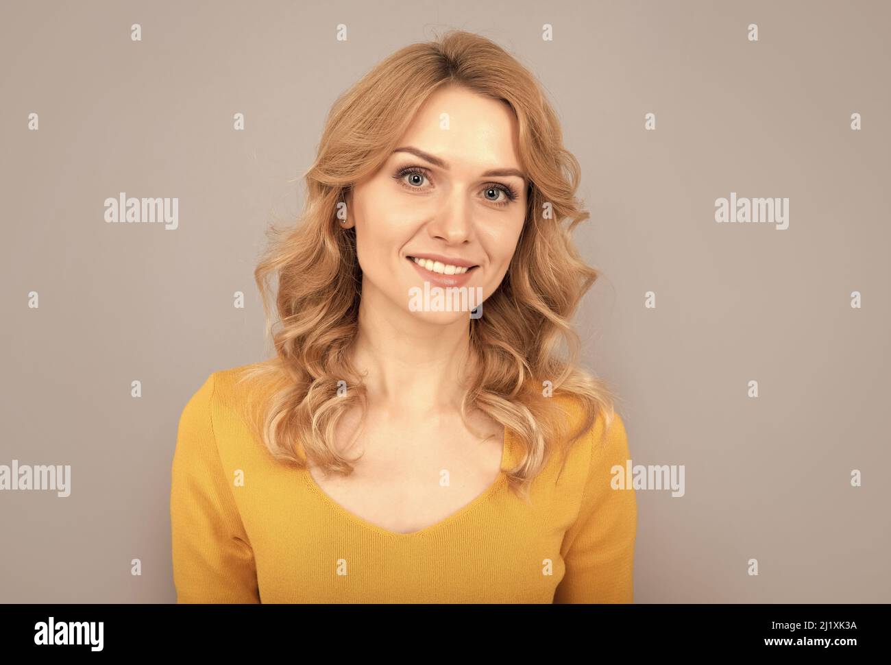 perfect skin. blond woman portrait. express positive emotions. smooth ...