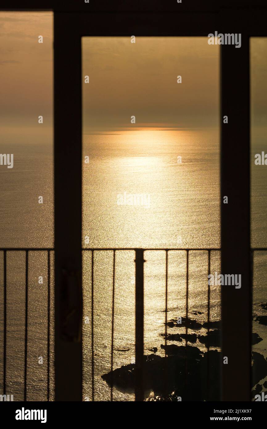 Looking out from a flat through the windows and across the sparkling ...