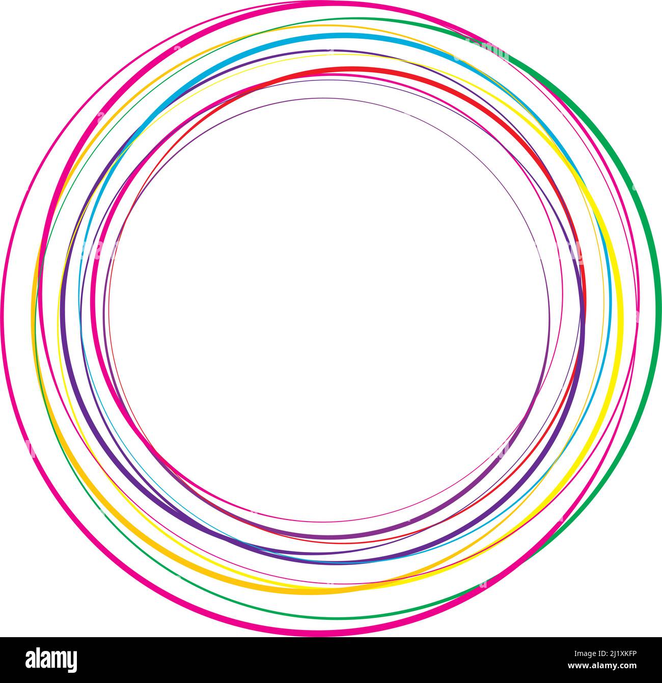 Random circles with hand drawn, free hand drawing effect. Concentric ...