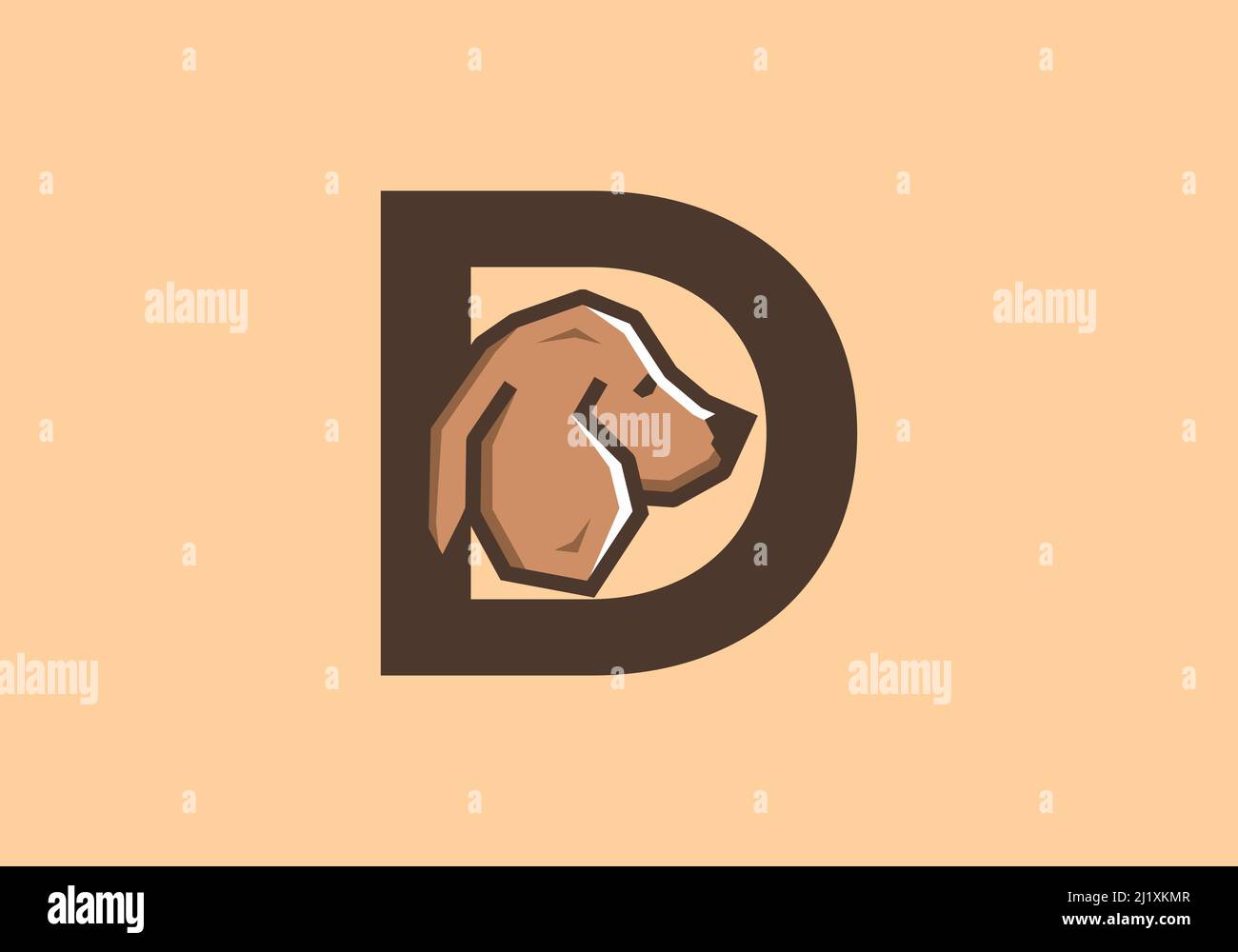 Brown color of D initial letter with dog head design Stock Vector Image ...