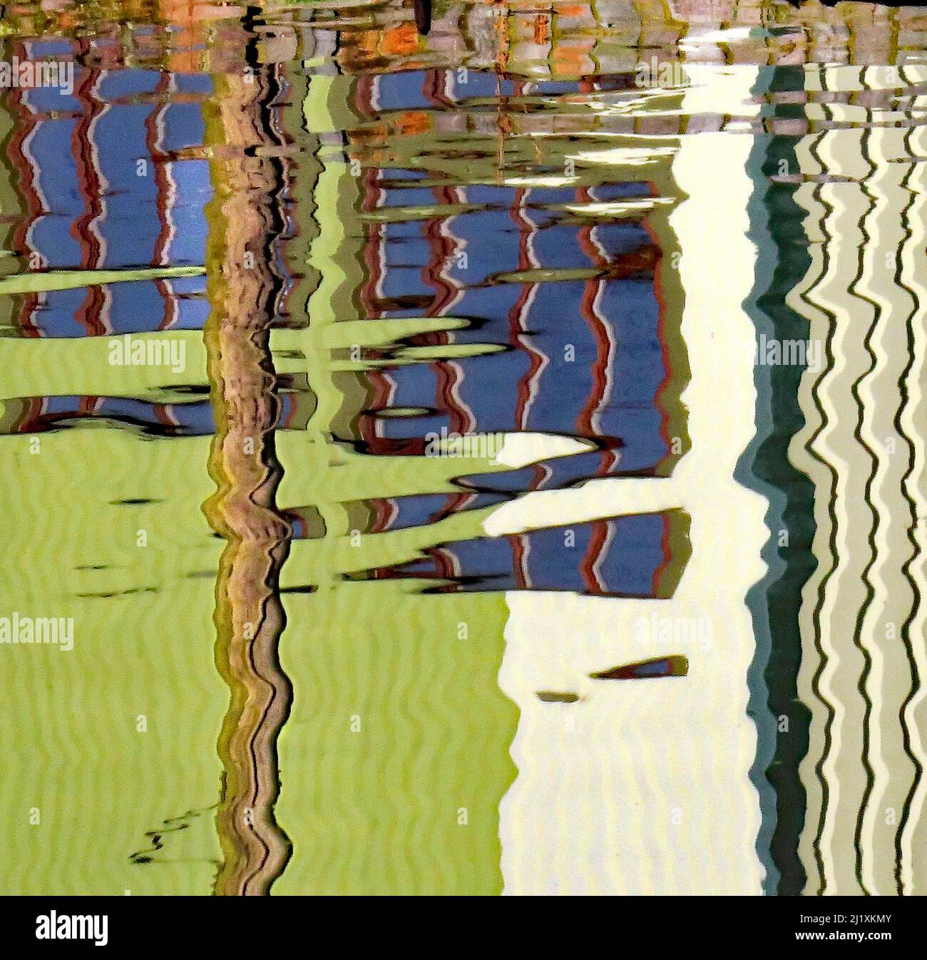 British waterway abstract photograph showing reflected pattern, texture ...