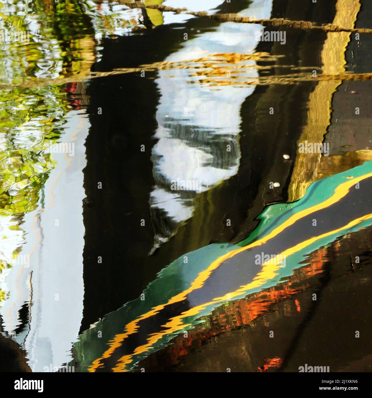 British waterway abstract photograph showing reflected pattern, texture ...