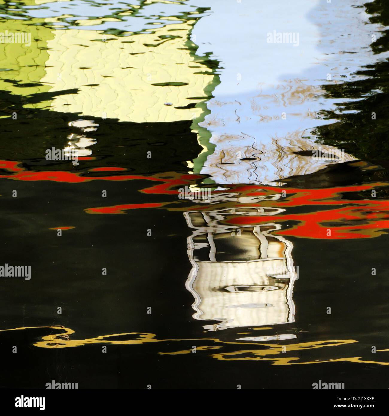 British waterway abstract photograph showing reflected pattern, texture ...