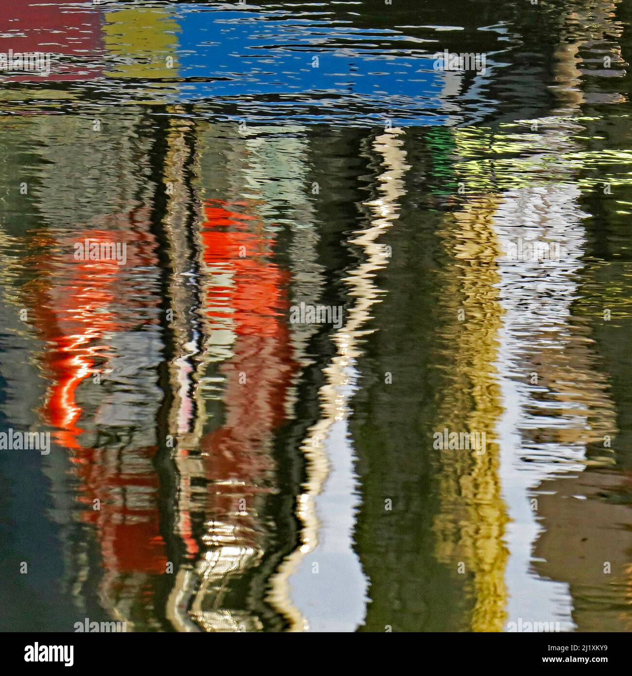 British waterway abstract photograph showing reflected pattern, texture ...