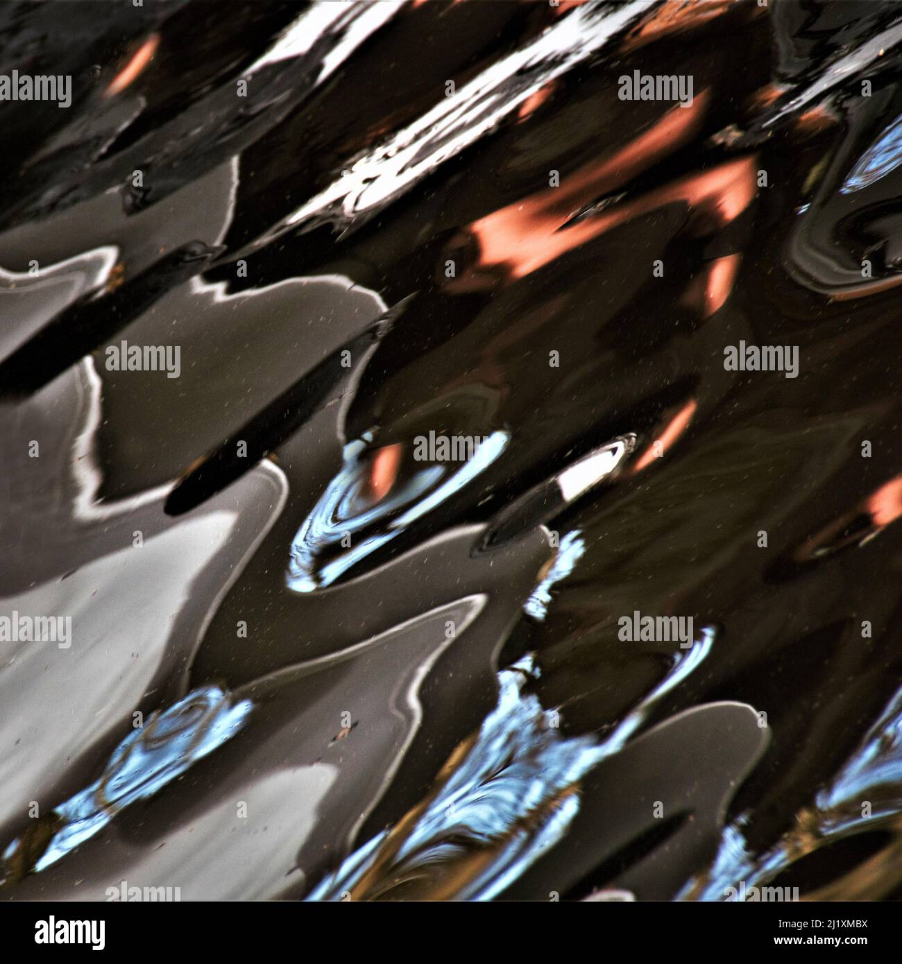 British waterway abstract photograph showing reflected pattern, texture ...