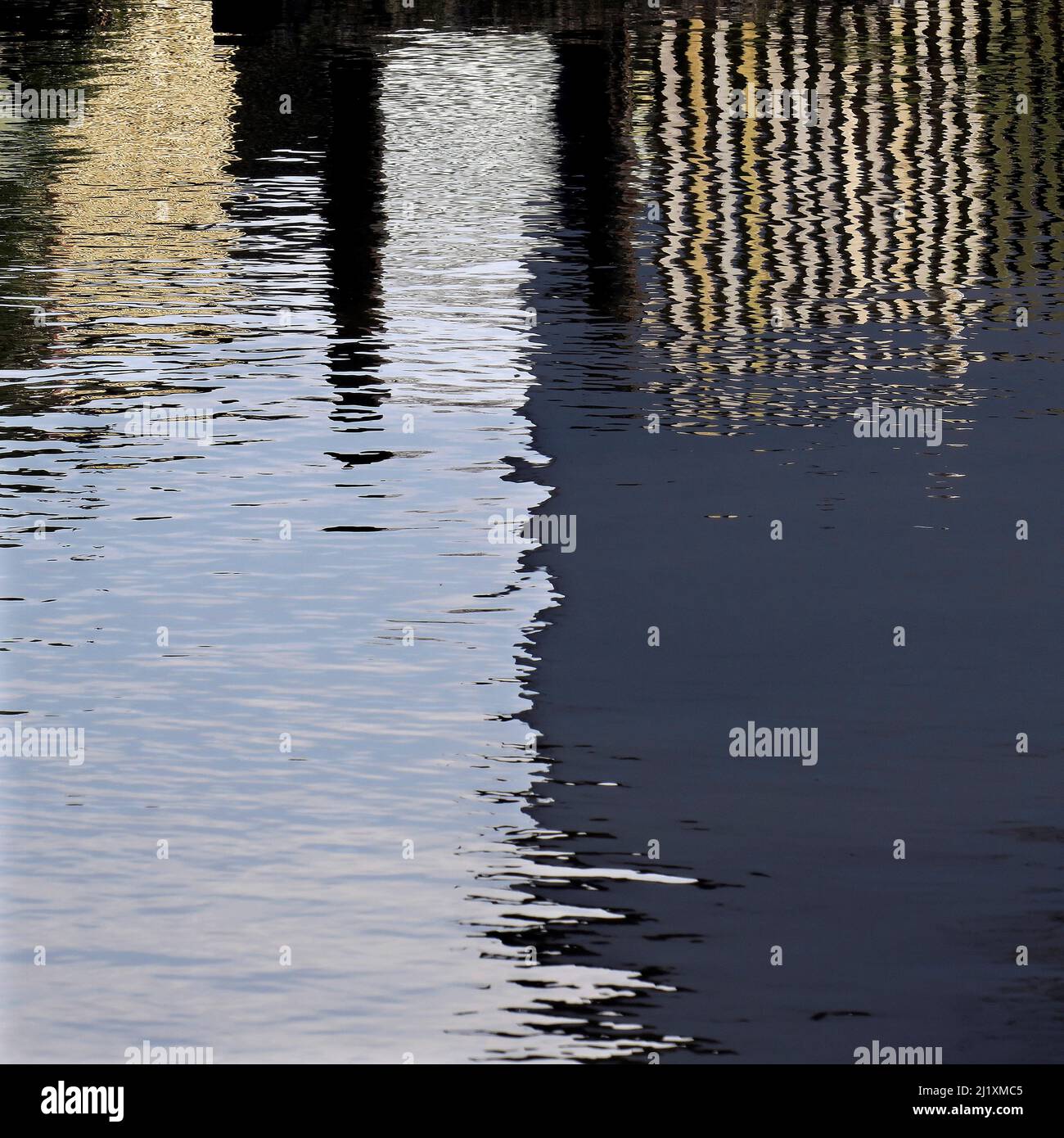 British waterway abstract photograph showing reflected pattern, texture ...