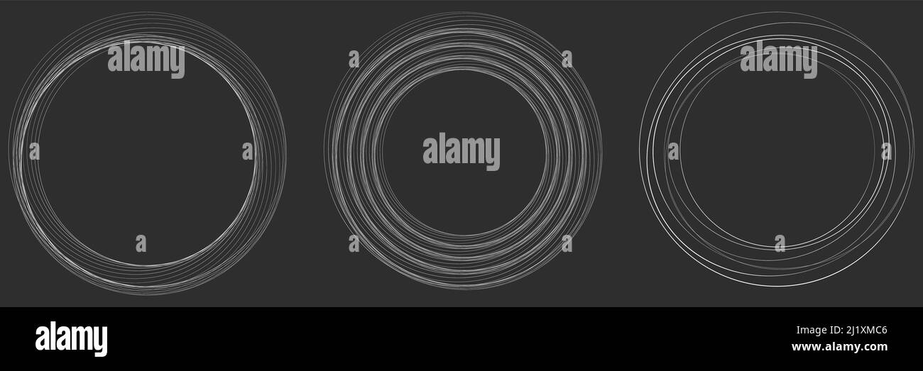 Random circles with hand drawn, free hand drawing effect. Concentric ...