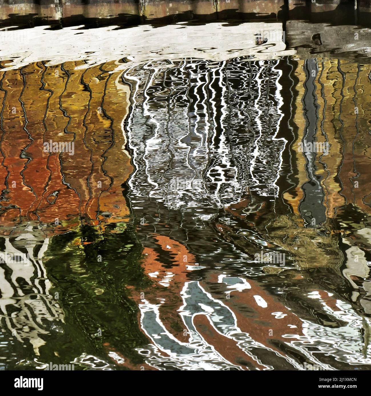 British waterway abstract photograph showing reflected pattern, texture ...