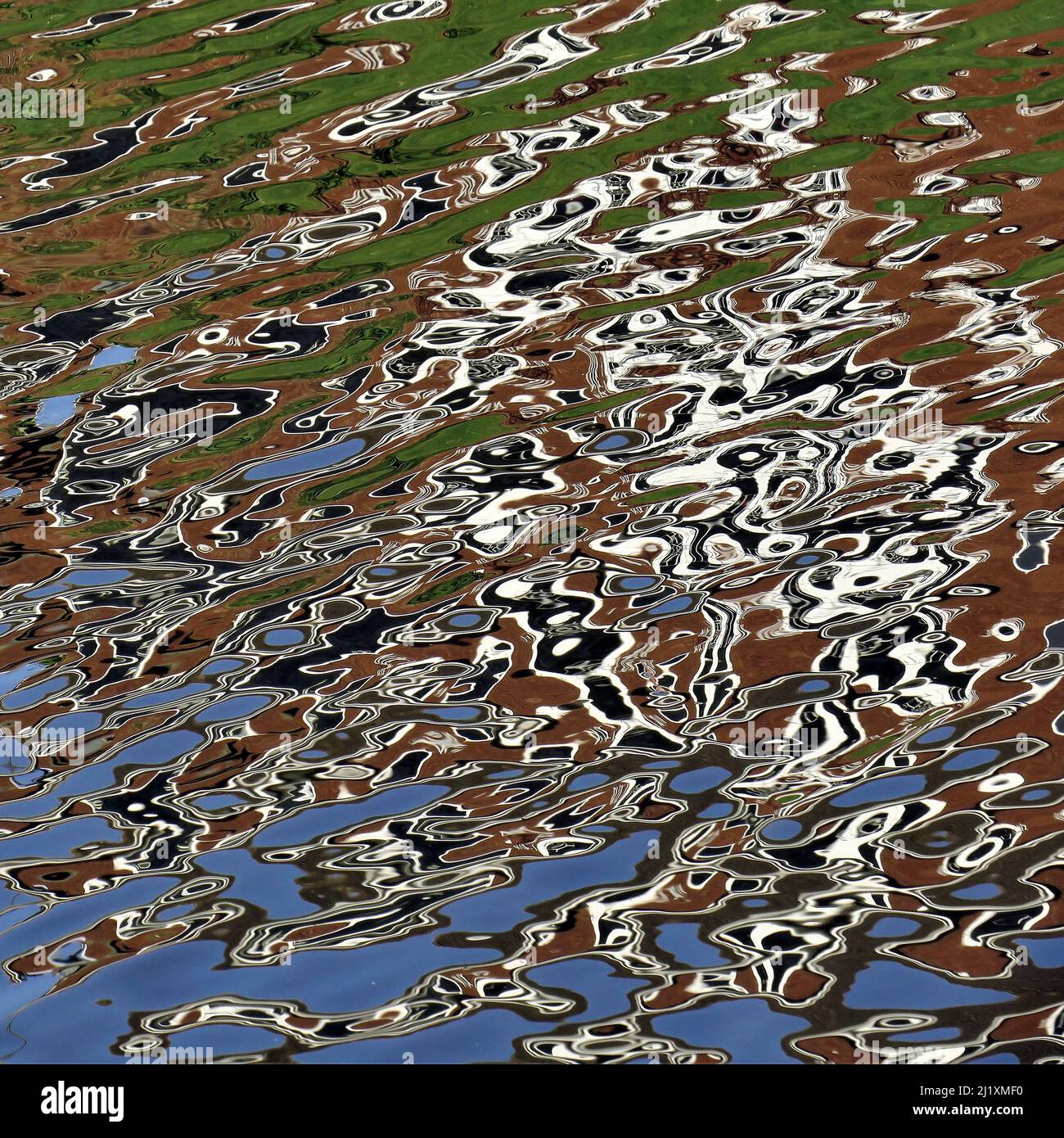 British waterway abstract photograph showing reflected pattern, texture ...