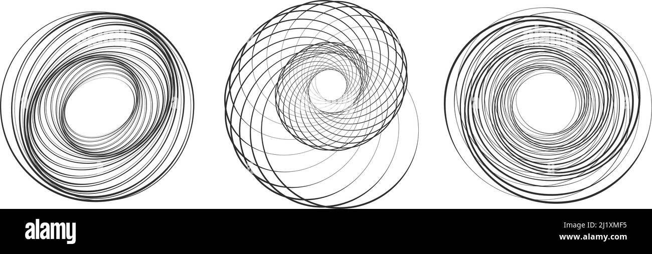 Random circles with hand drawn, free hand drawing effect. Concentric ...