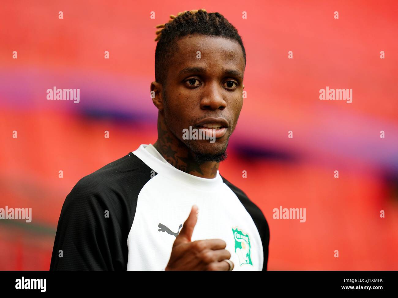 Ivory Coast's Wilfried Zaha during a training session at Wembley ...
