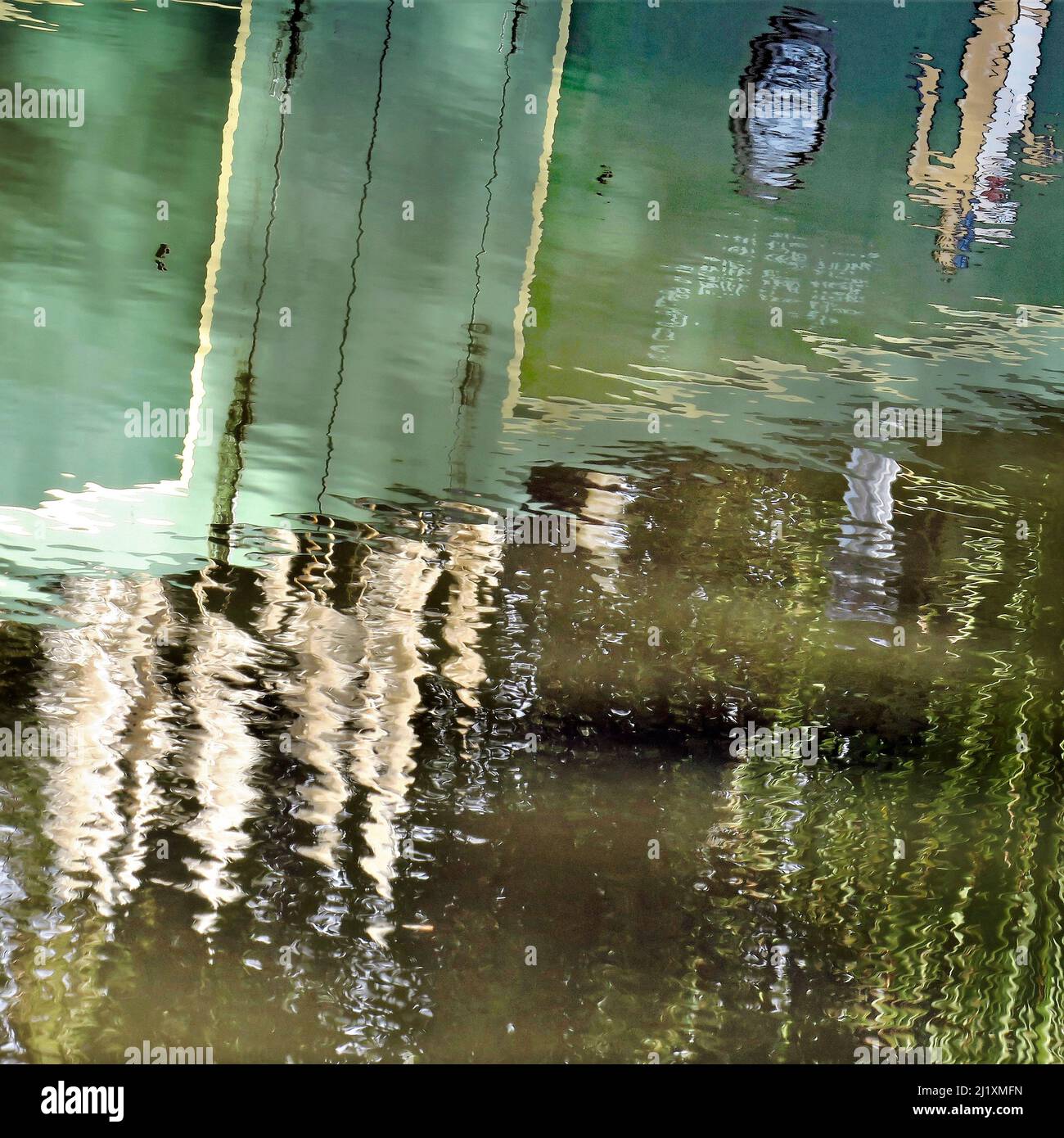 British waterway abstract photograph showing reflected pattern, texture ...
