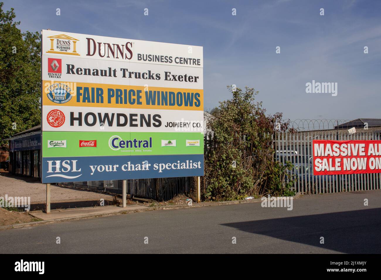 EXETER, DEVON, UK - SEPTEMBER 21, 2021 signage for Dunns Business ...