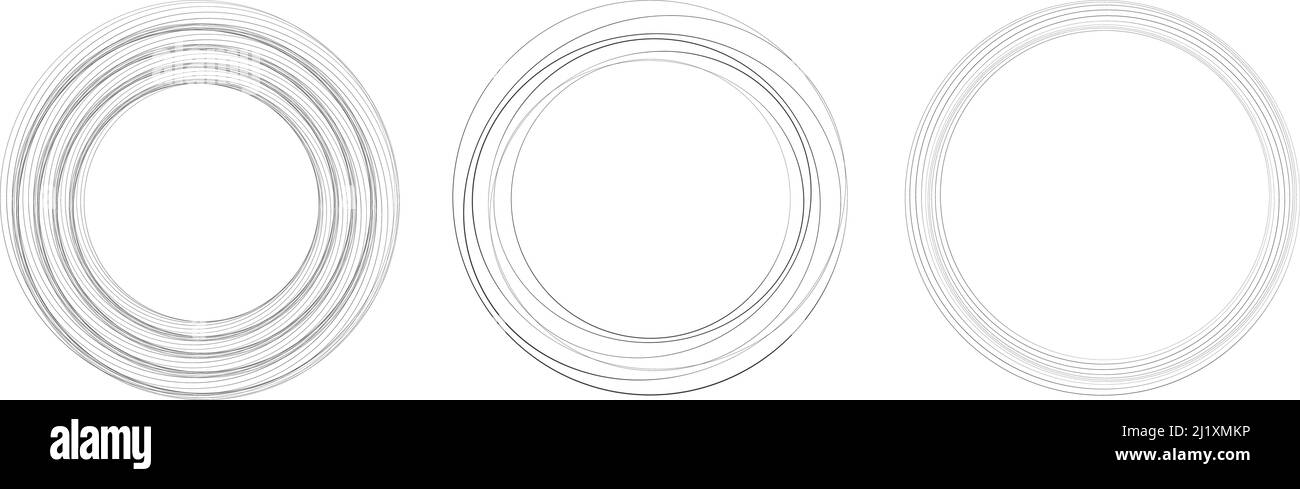 Random circles with hand drawn, free hand drawing effect. Concentric ...