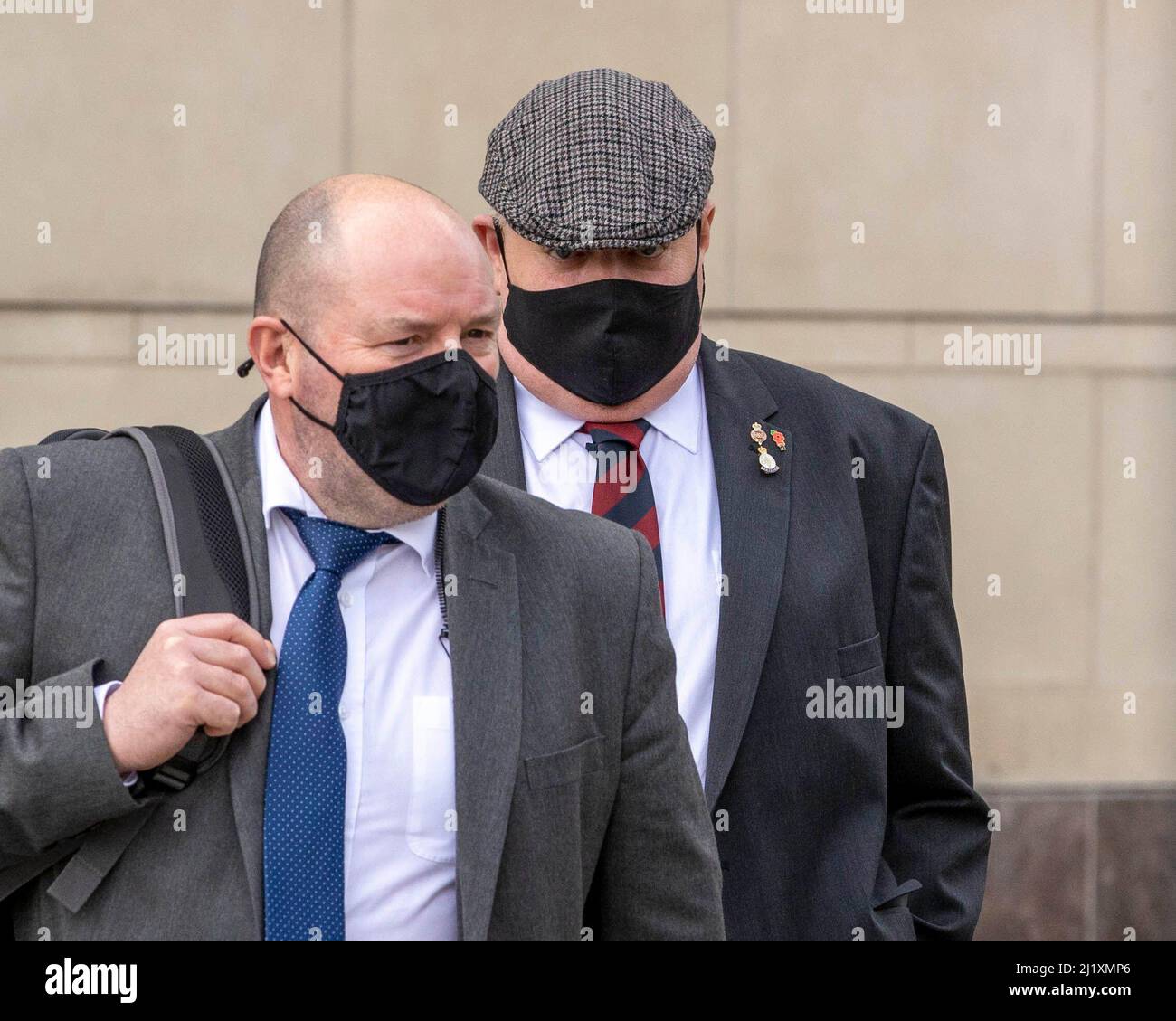 Former Grenadier Guardsman David Holden (right) leaving Laganside ...