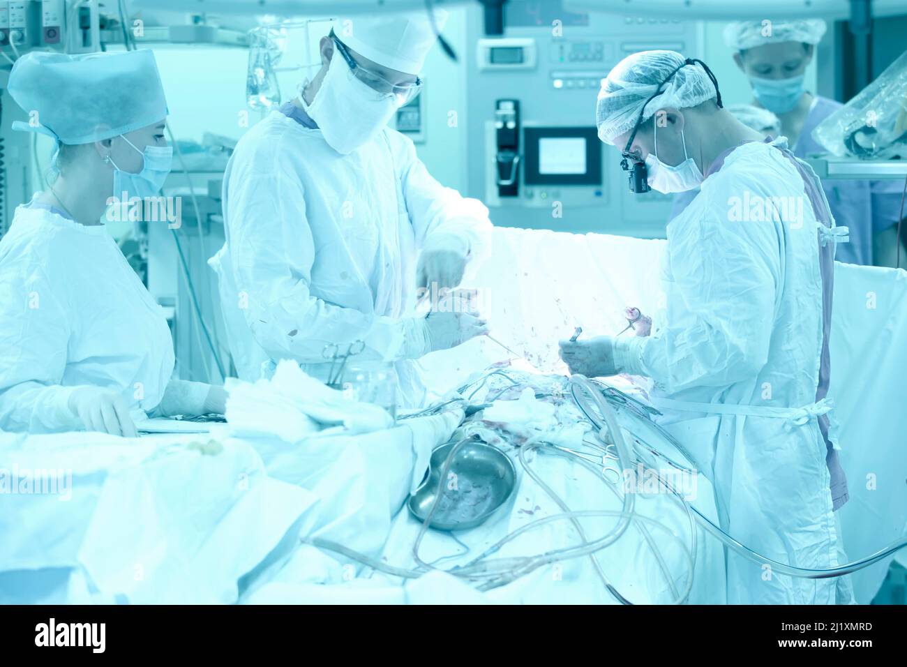 City Hospital. Surgical operating room in a hospital with doctors who ...