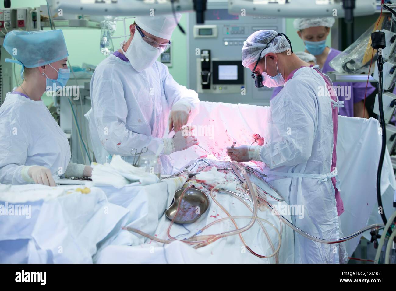 City Hospital. Surgical operating room in a hospital with doctors who ...
