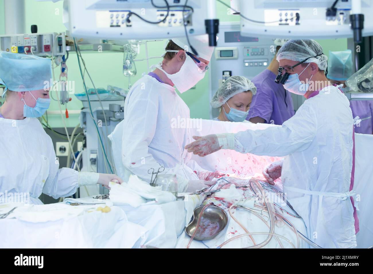 City Hospital. Surgical operating room in a hospital with doctors who ...