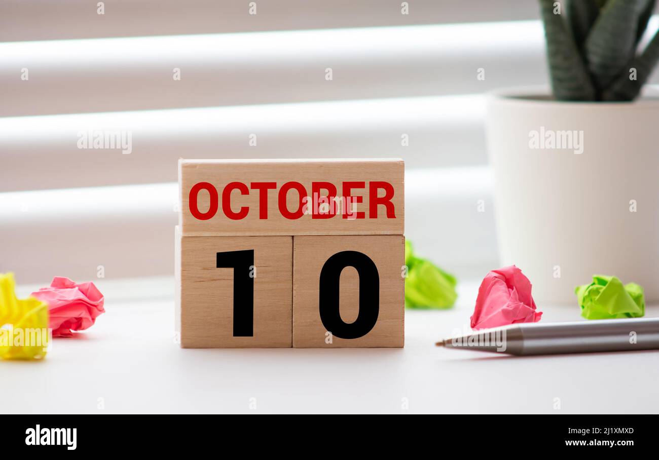October Date Cube White Background, business concept Stock Photo - Alamy