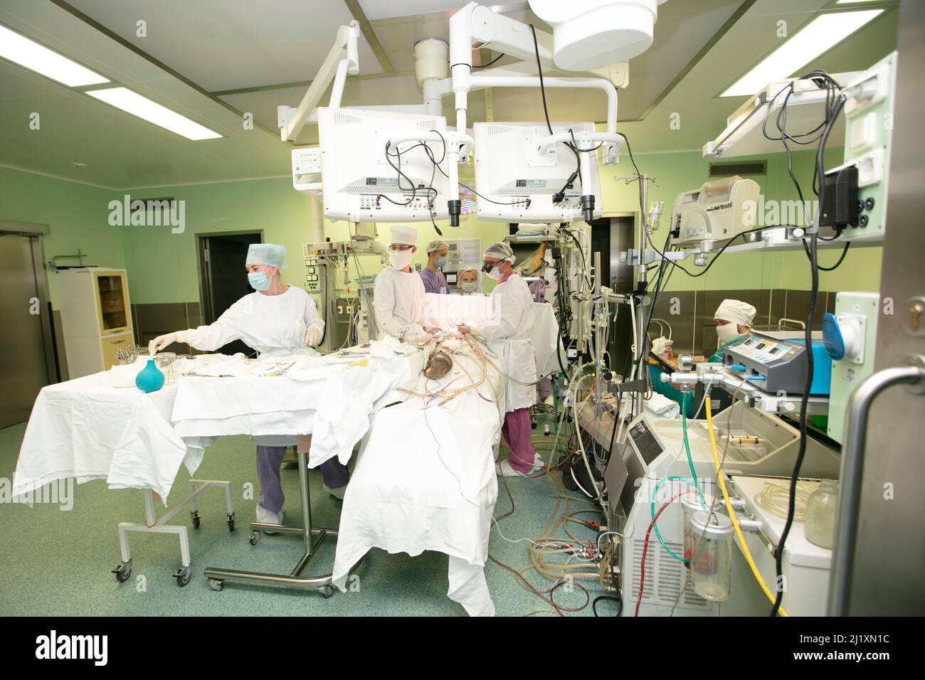 City Hospital. Surgical operating room in a hospital with doctors who ...