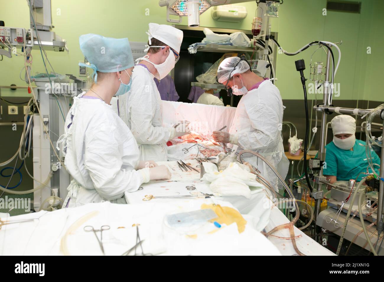 City Hospital. Surgical operating room in a hospital with doctors who ...