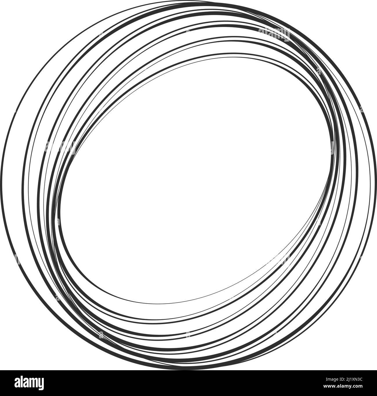 Random circles with hand drawn, free hand drawing effect. Concentric ...