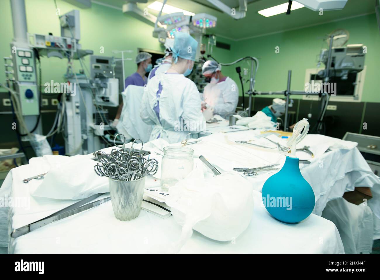 Surgical operating room in a hospital with doctors who perform surgery ...