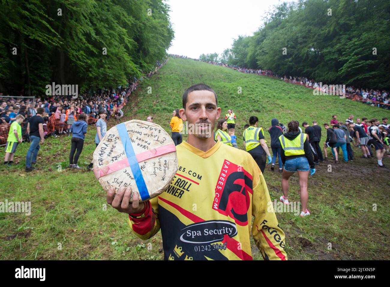 Brockworth, Gloucester, UK. The annual cheese rolling race held at ...