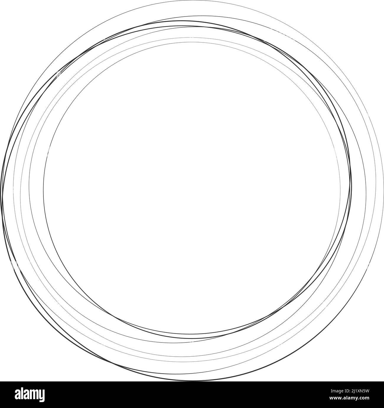 Random circles with hand drawn, free hand drawing effect. Concentric ...