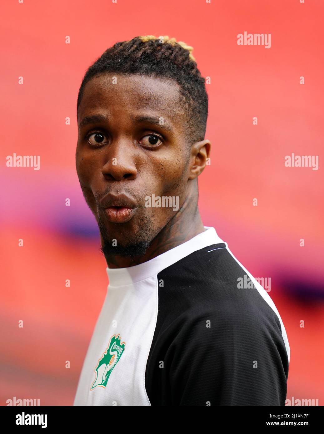 Ivory Coast's Wilfried Zaha during a training session at Wembley ...