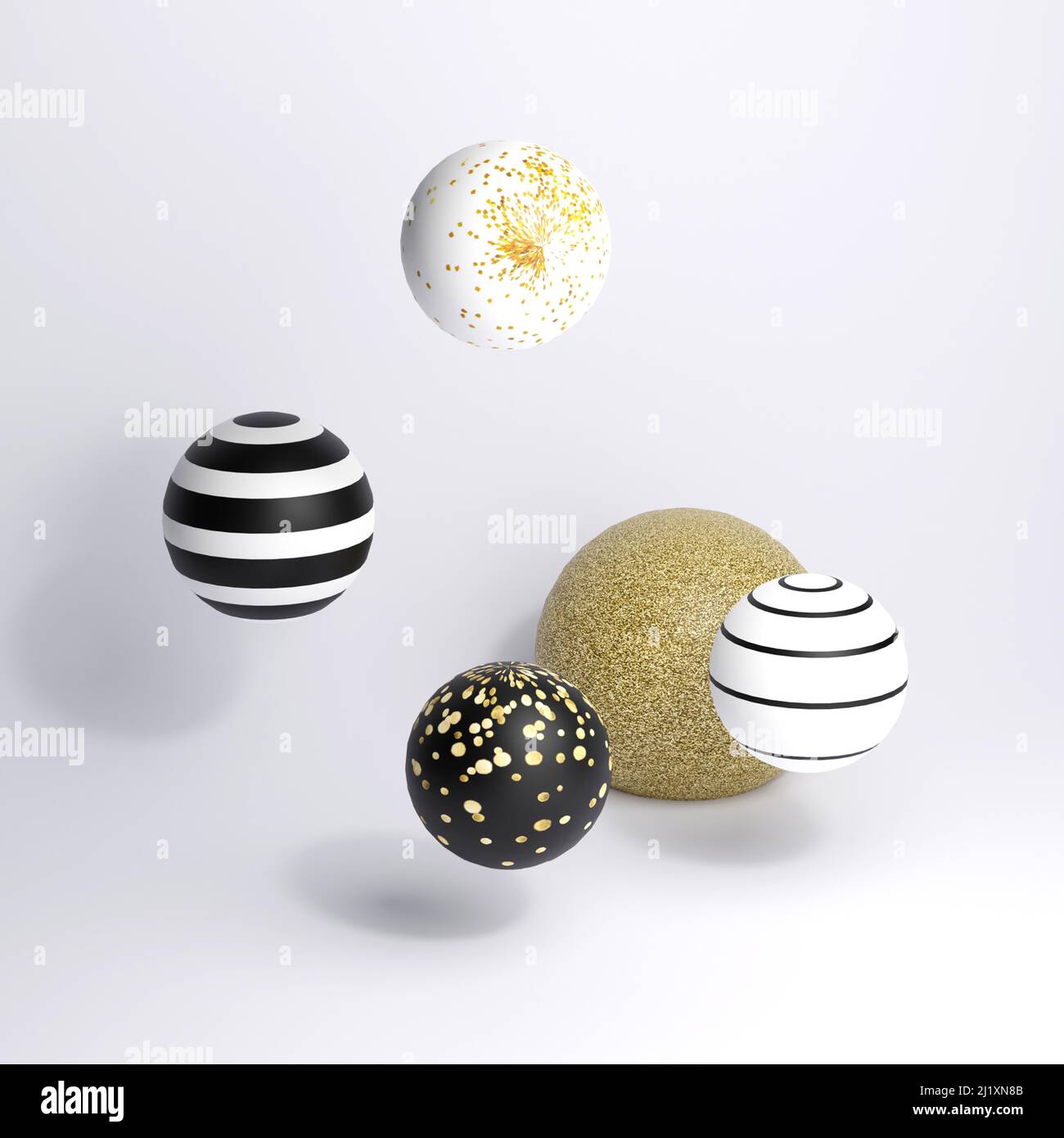 3d render illustration abstract sphere shape background with gold ...