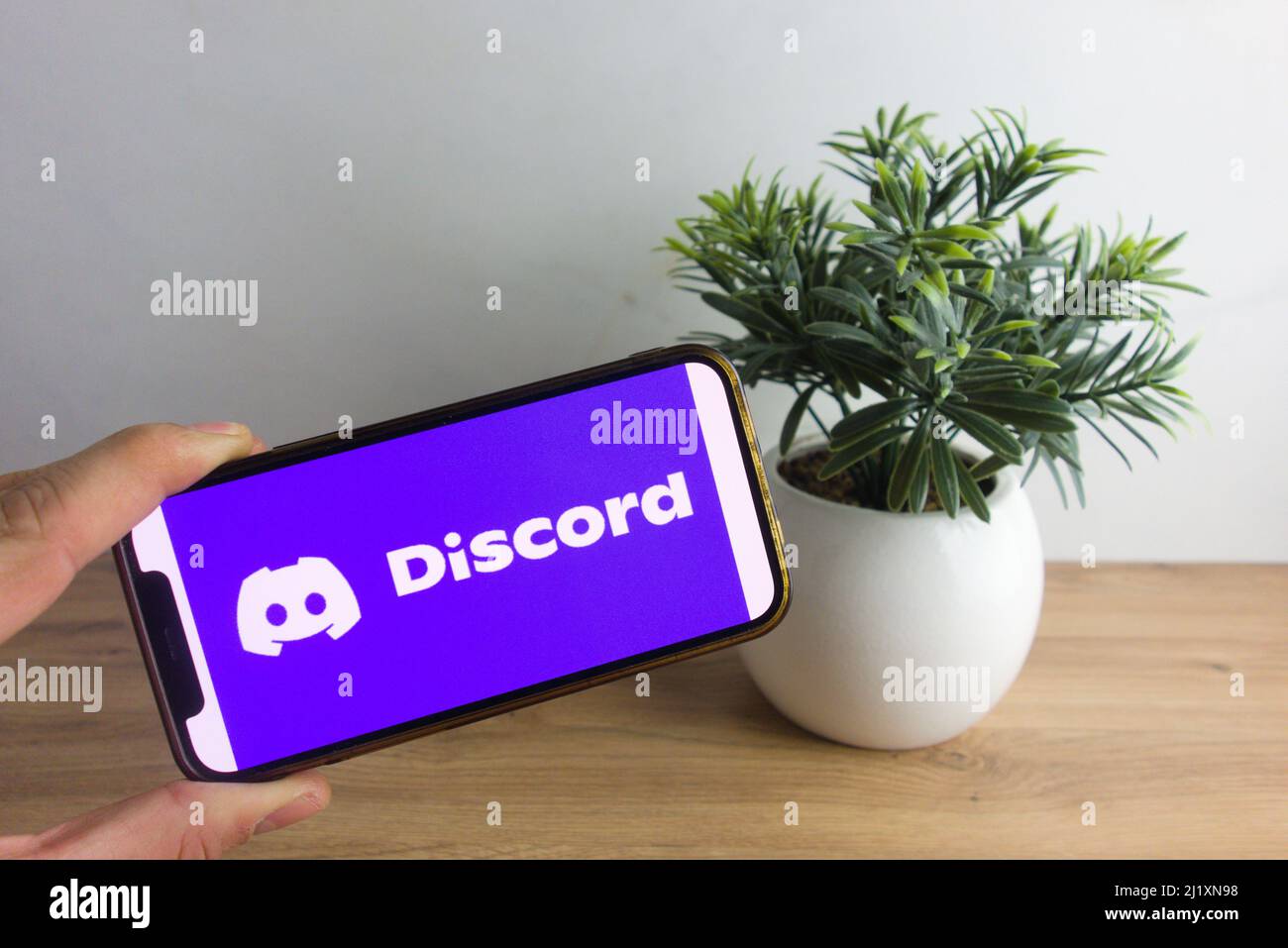 KONSKIE, POLAND - March 26, 2022: Discord social network logo displayed ...
