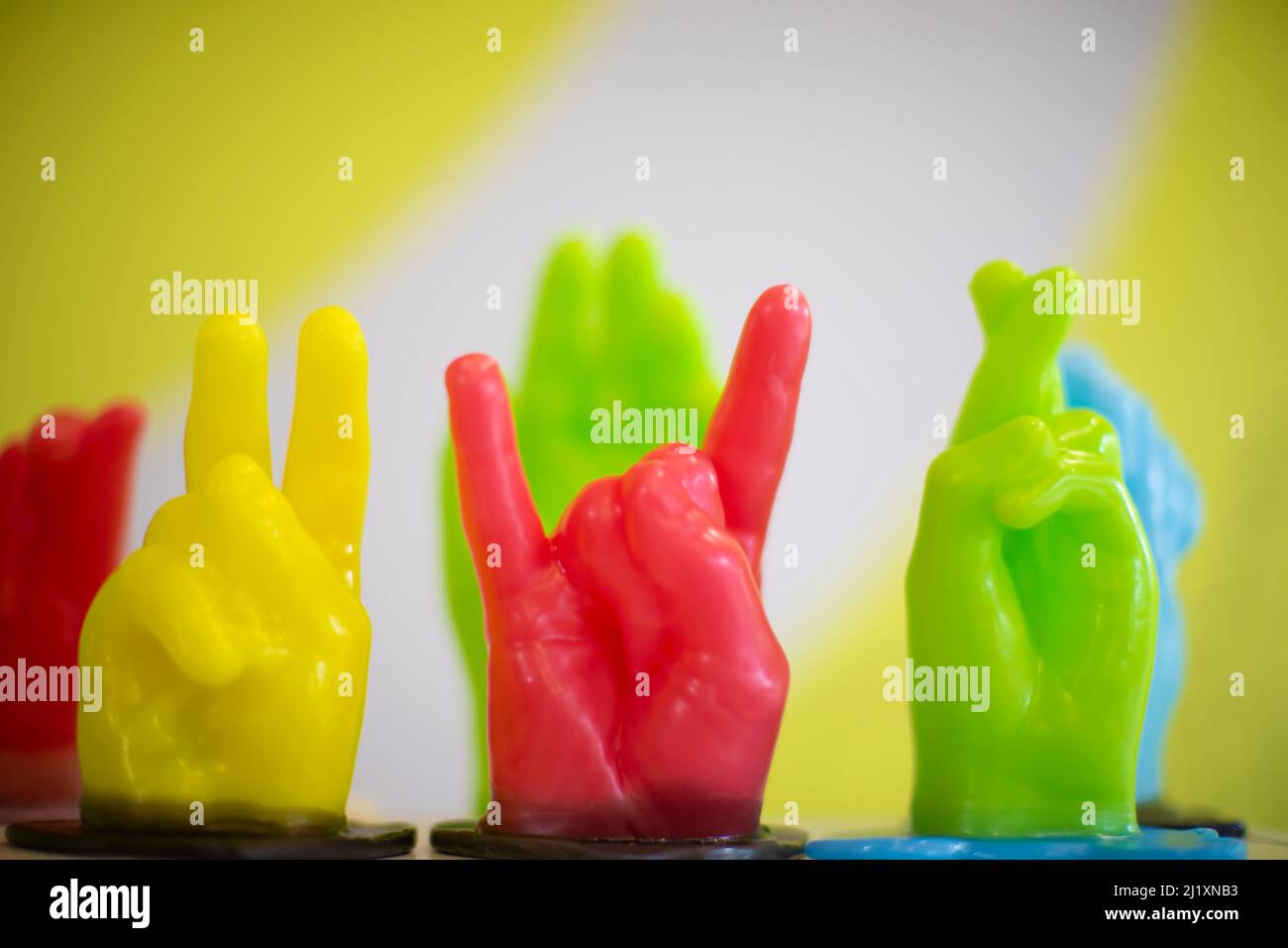 A model of a wax man's hand shows different signs. Wax cast of a hand ...