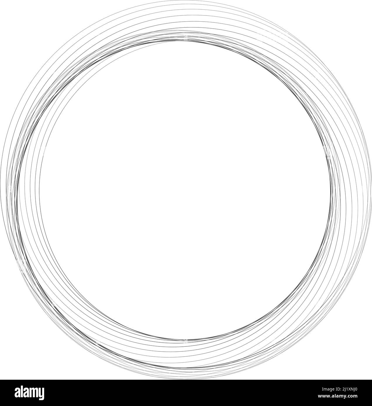 Random circles with hand drawn, free hand drawing effect. Concentric ...