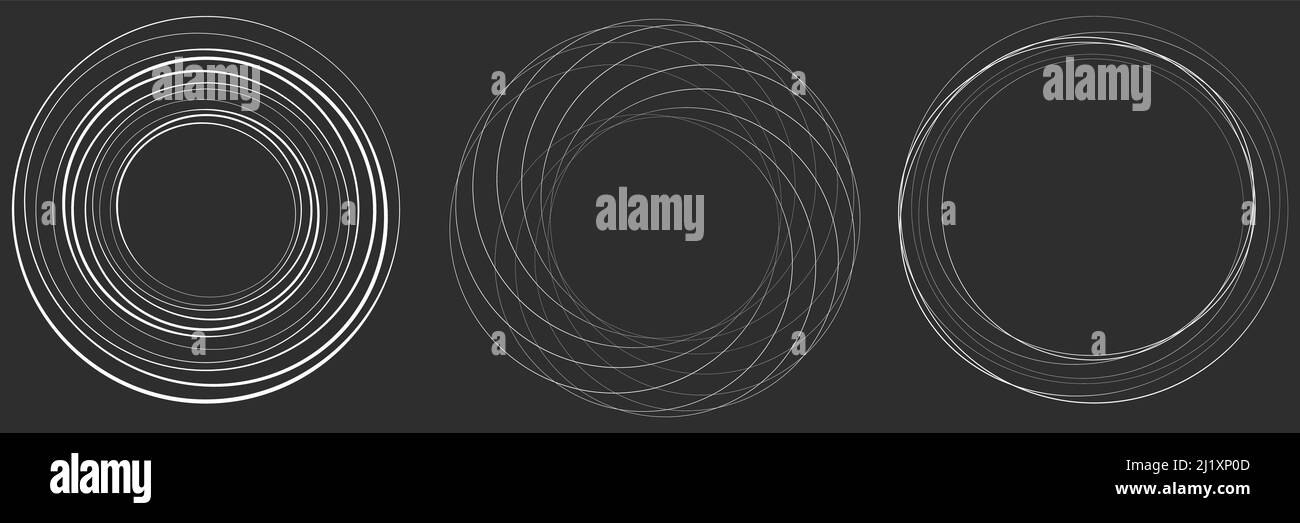 Random circles with hand drawn, free hand drawing effect. Concentric ...