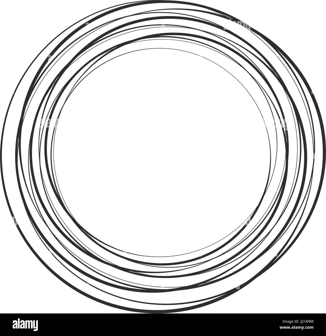 Random circles with hand drawn, free hand drawing effect. Concentric ...
