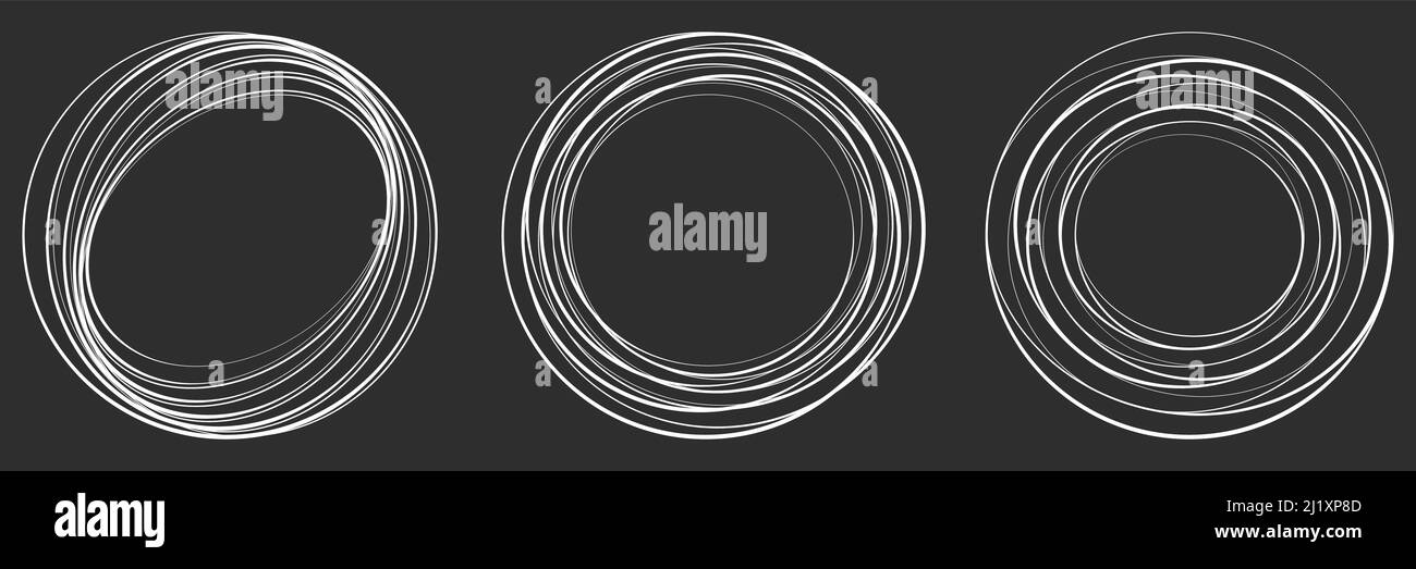 Random circles with hand drawn, free hand drawing effect. Concentric ...