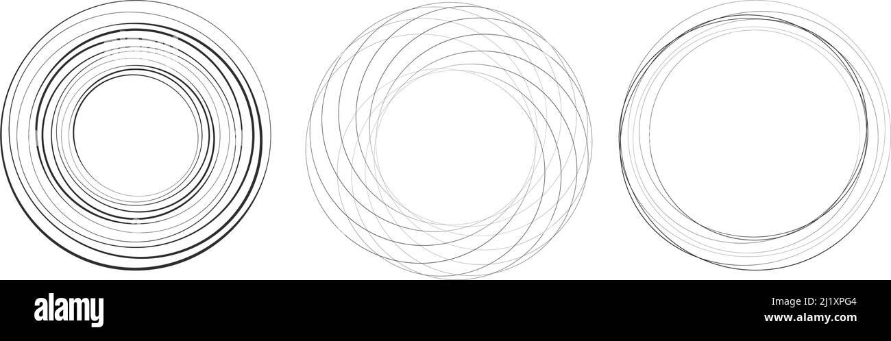 Random circles with hand drawn, free hand drawing effect. Concentric ...