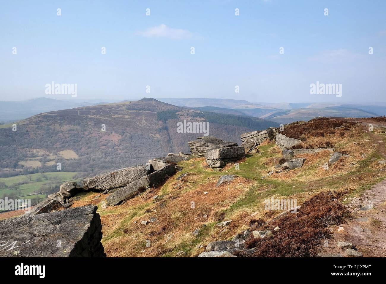 Views from Bamford Edge in the Dark Peak of the Peak District ...