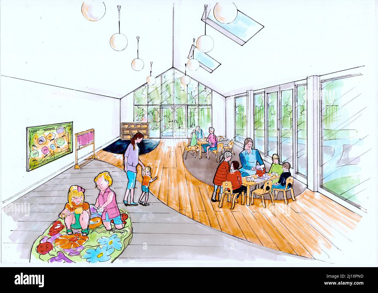 Concept sketch for young children's play area Stock Photo - Alamy