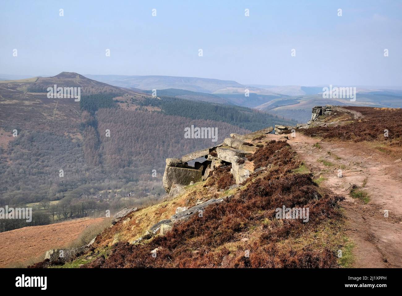 Views from Bamford Edge in the Dark Peak of the Peak District ...
