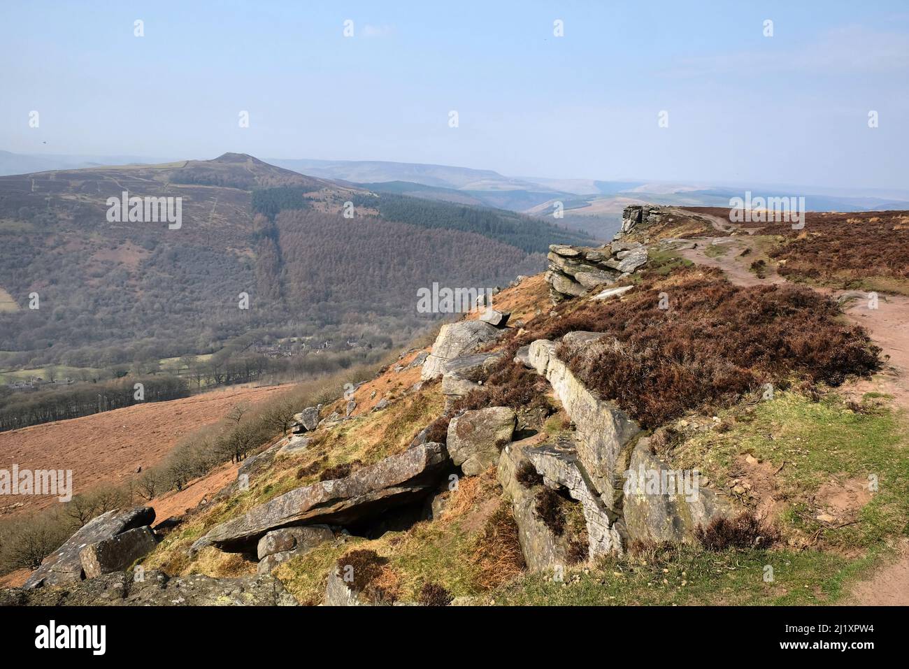 Views from Bamford Edge in the Dark Peak of the Peak District ...